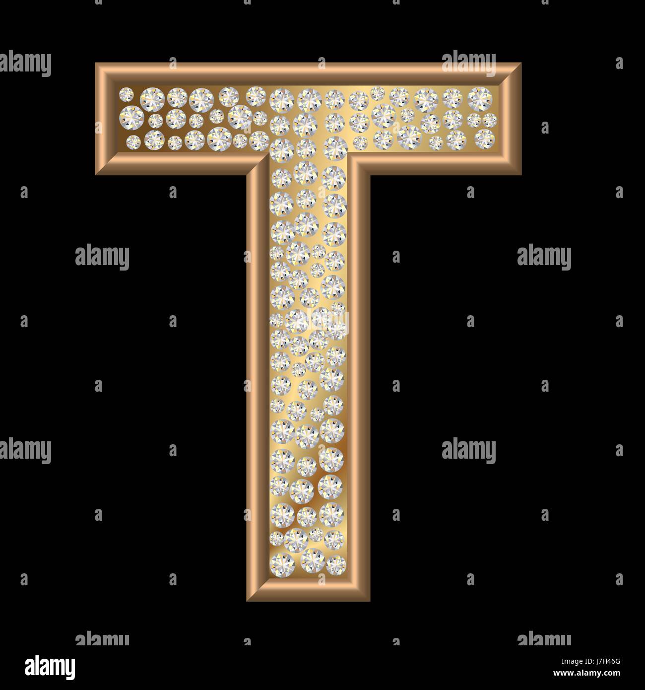 golden letter with diamonds Stock Photo - Alamy
