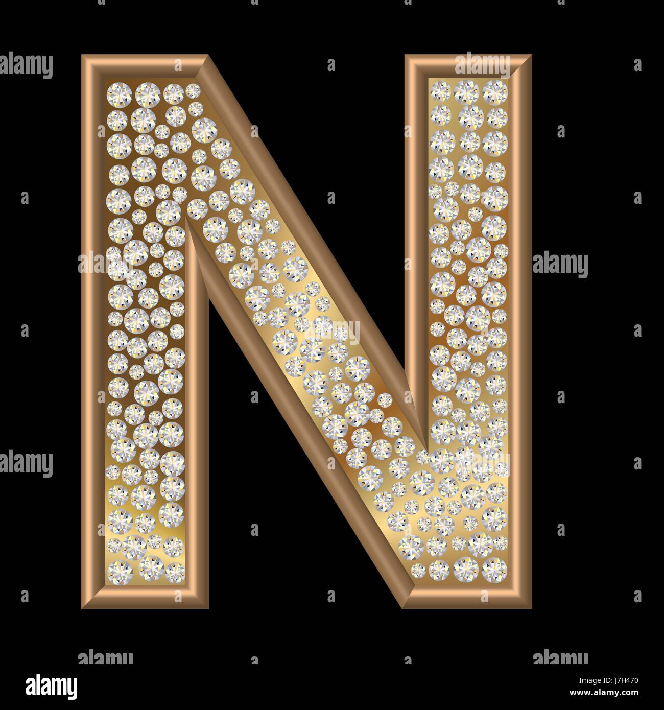 golden letter with diamonds Stock Photo - Alamy