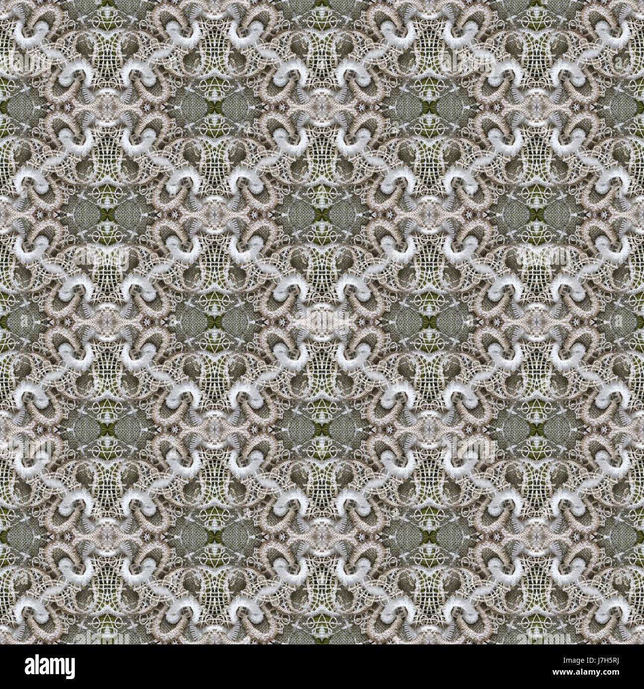 Seamlessly repeating lace pattern, digital collage from crocheted and ...