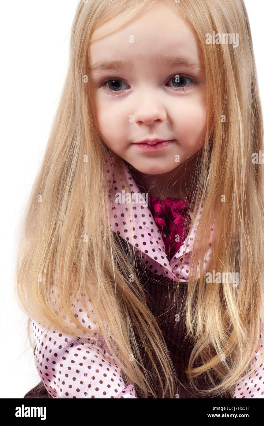 isolated female portrait small tiny little short studio child girl ...