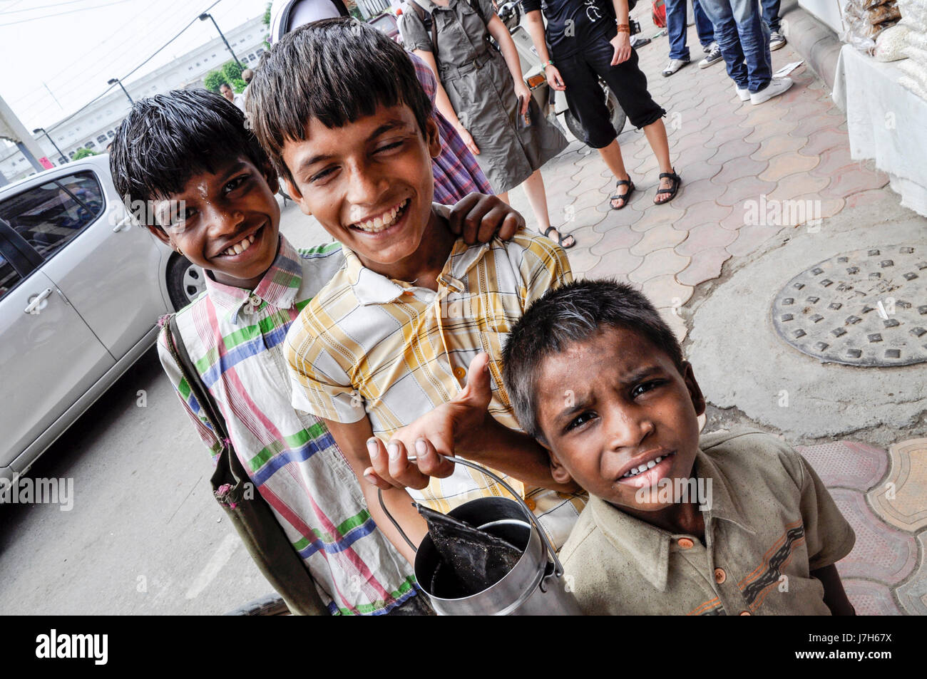 Amritsar, India, september 4, 2010: Tree indian boys begging on a ...