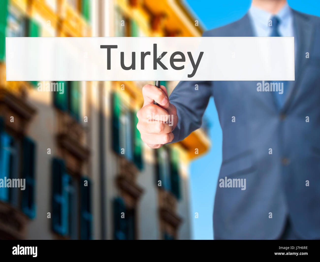 Turkey - Businessman hand holding sign. Business, technology, internet ...