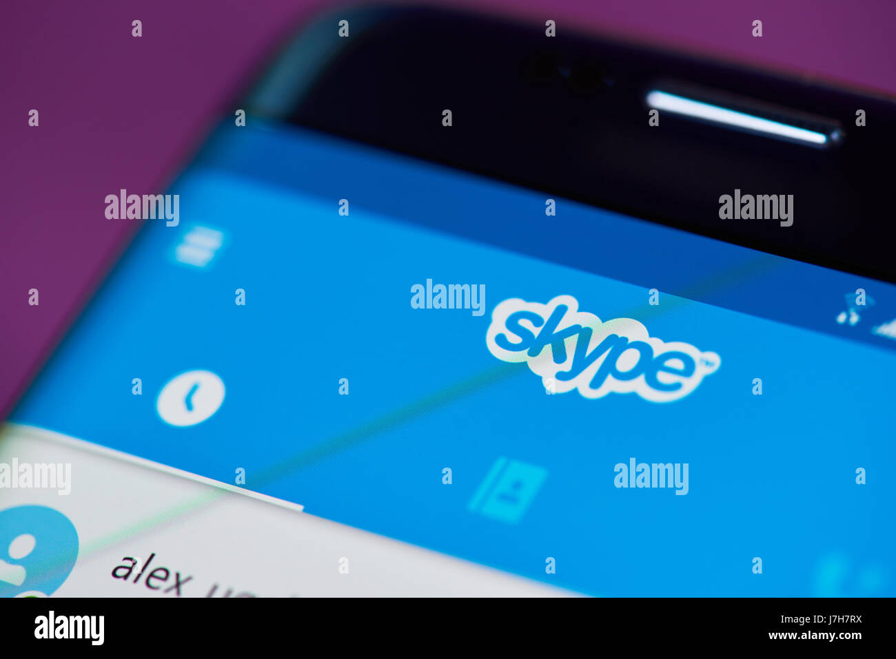 New york, USA - May 22, 2017: Chat on skype application on modern ...