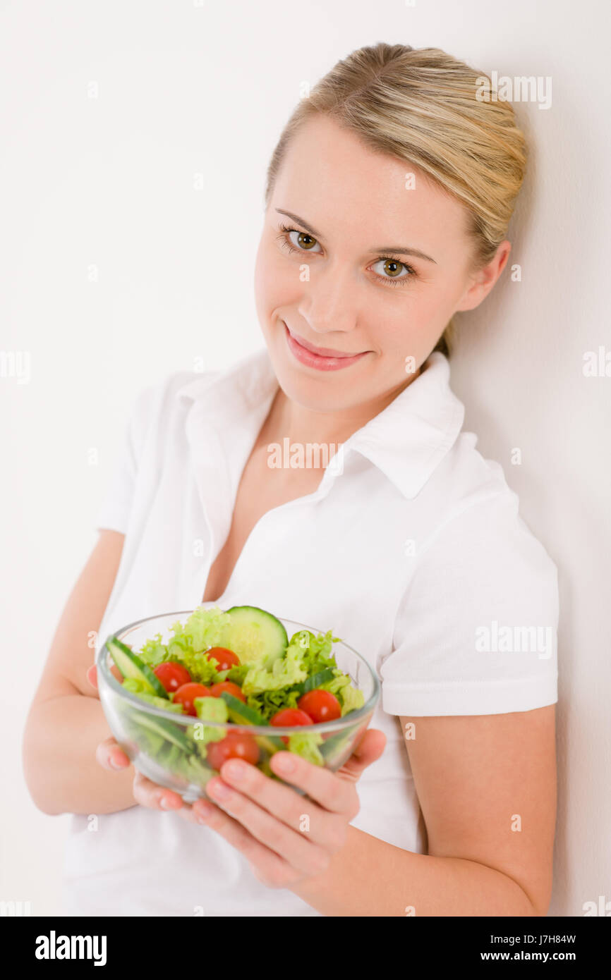 Woman laughing alone with salad hi-res stock photography and images - Alamy