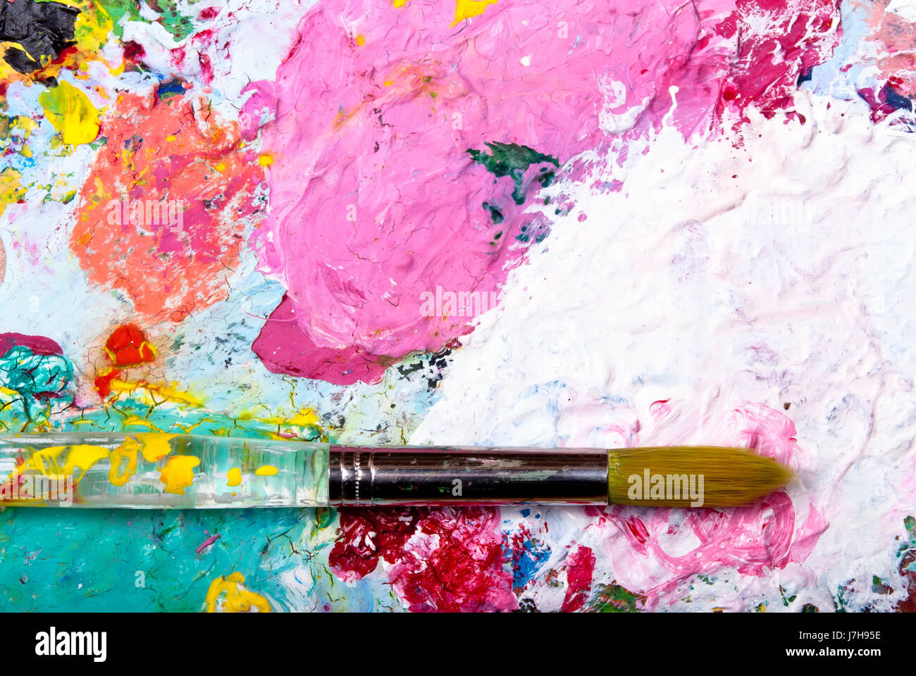color palette with brush Stock Photo - Alamy