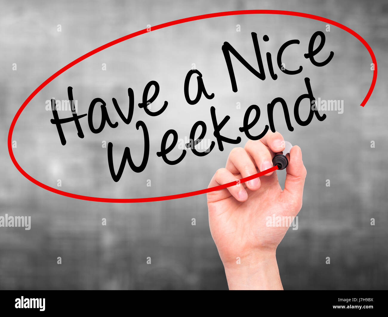 Man Hand writing Have a Nice Weekend with black marker on visual screen ...