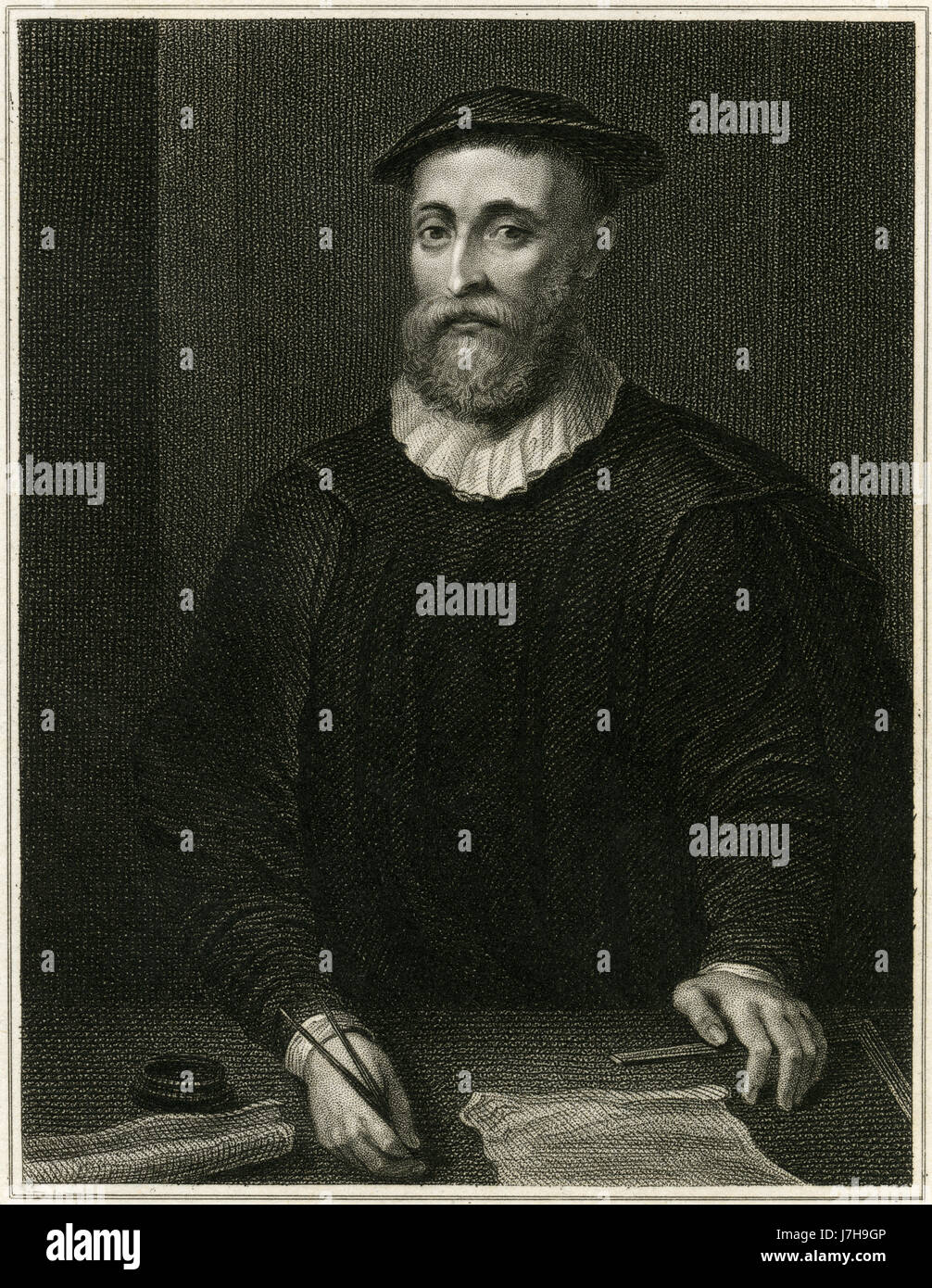 Antique 1825 engraving, John Knox. John Knox (1513-1572) was a Scottish ...