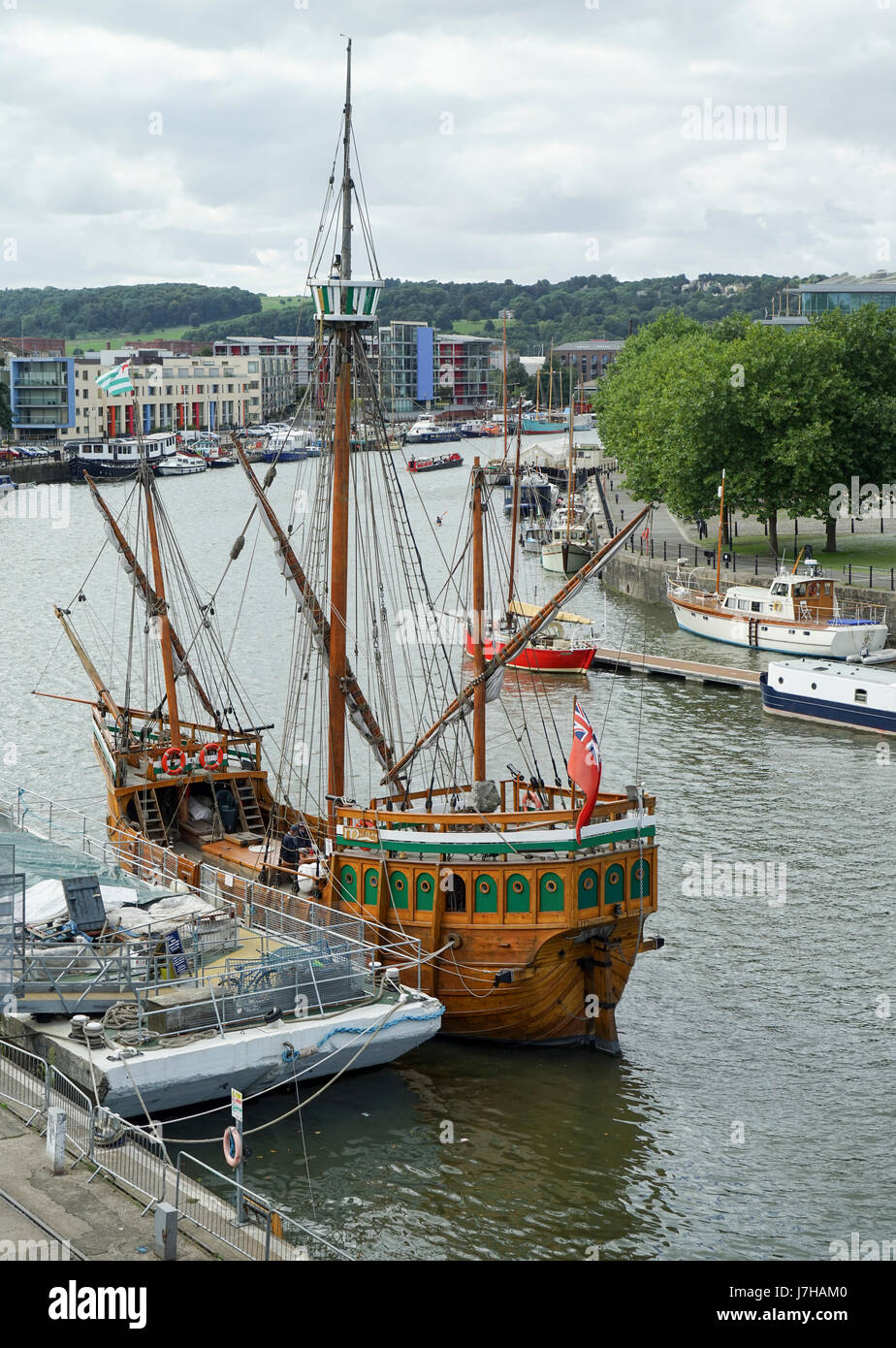 Replica of Tall Ship 'Mathew' in Bristol Harbour -1 Stock Photo - Alamy