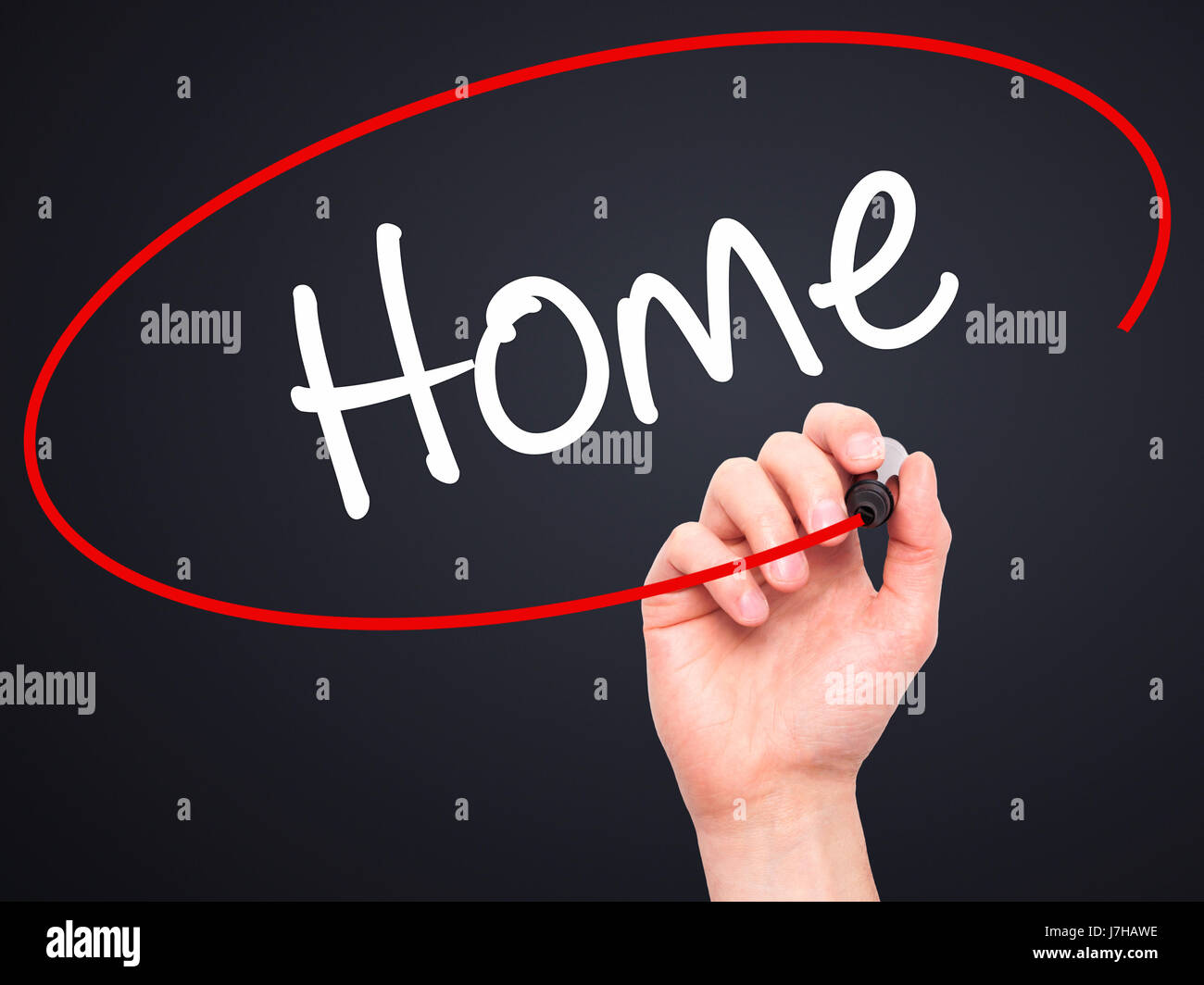 Man Hand writing Home with black marker on visual screen. Isolated on ...