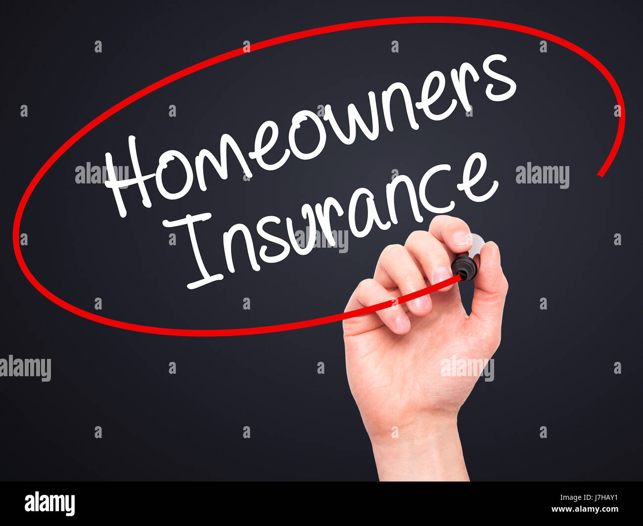 Man Hand writing Homeowners Insurance with black marker on visual ...