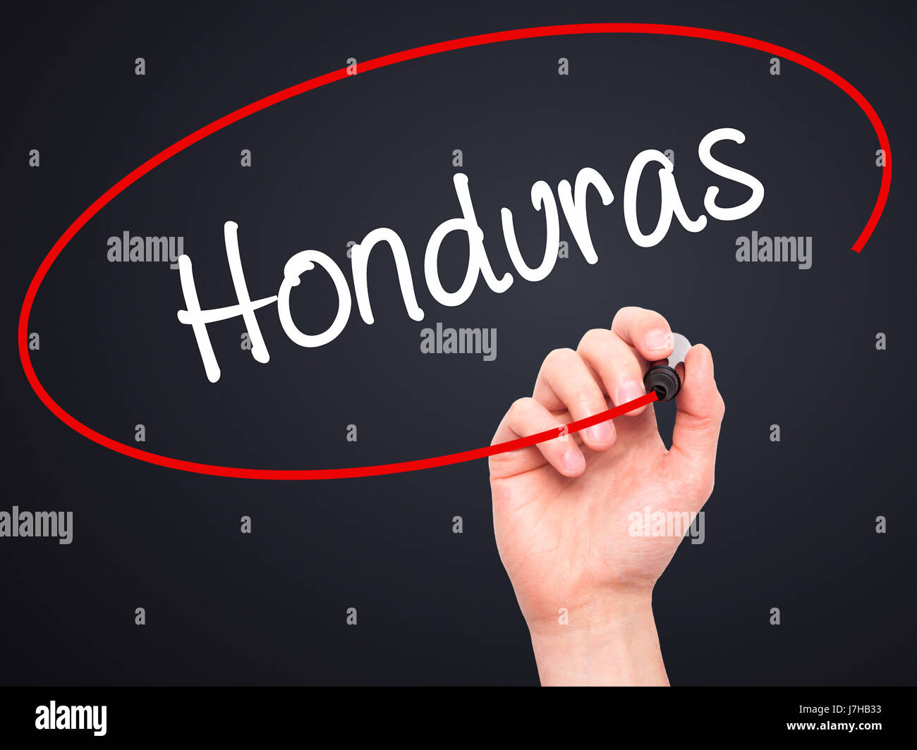 Man Hand writing Honduras with black marker on visual screen. Isolated ...