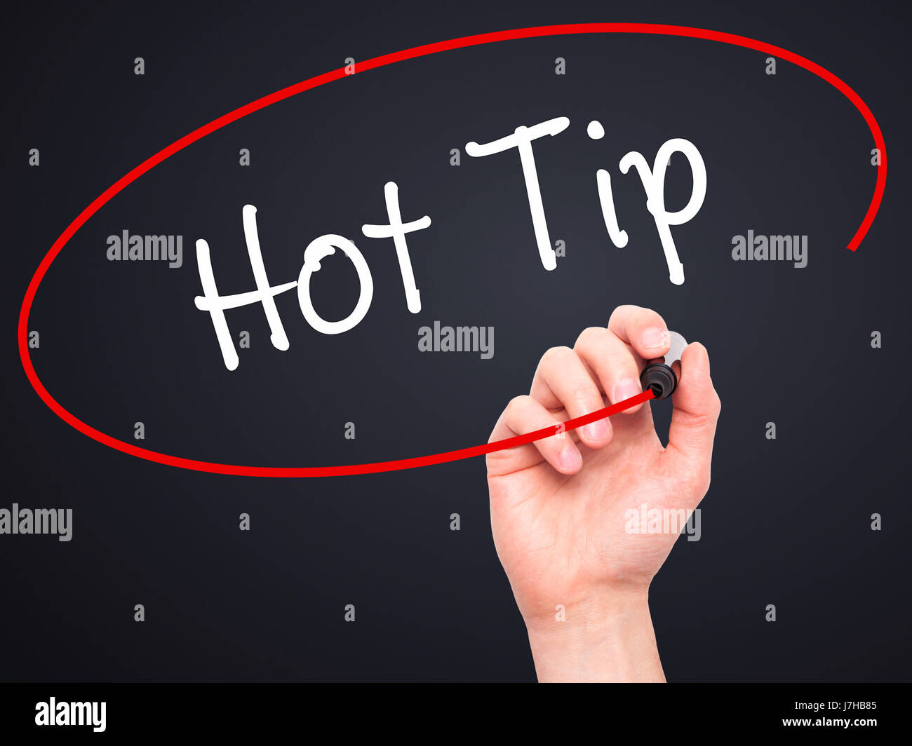 Man Hand writing Hot Tip with black marker on visual screen. Isolated ...