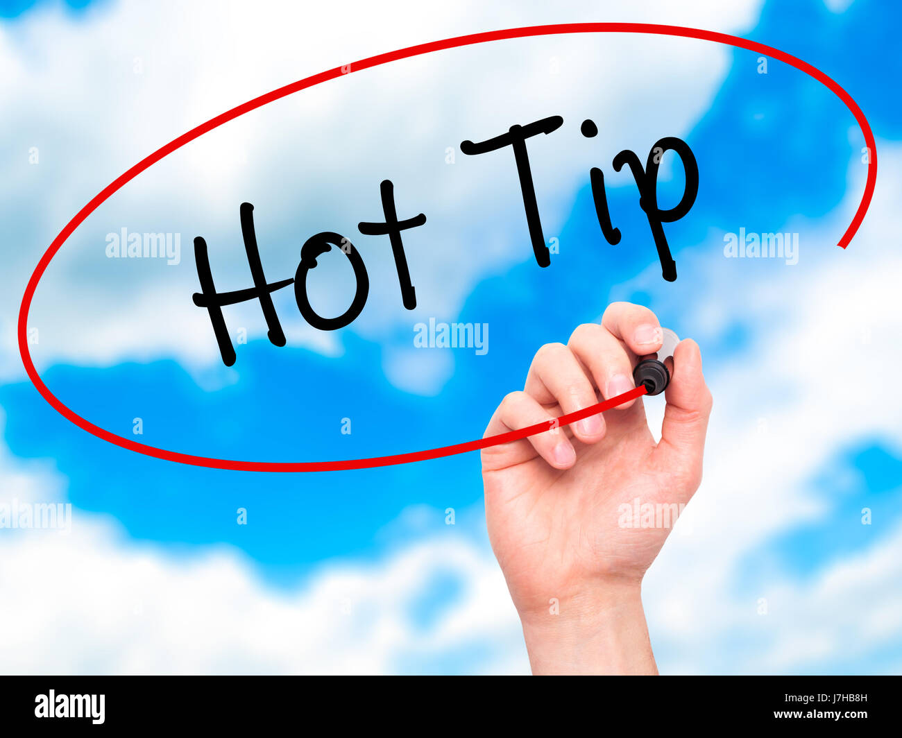 Man Hand writing Hot Tip with black marker on visual screen. Isolated ...
