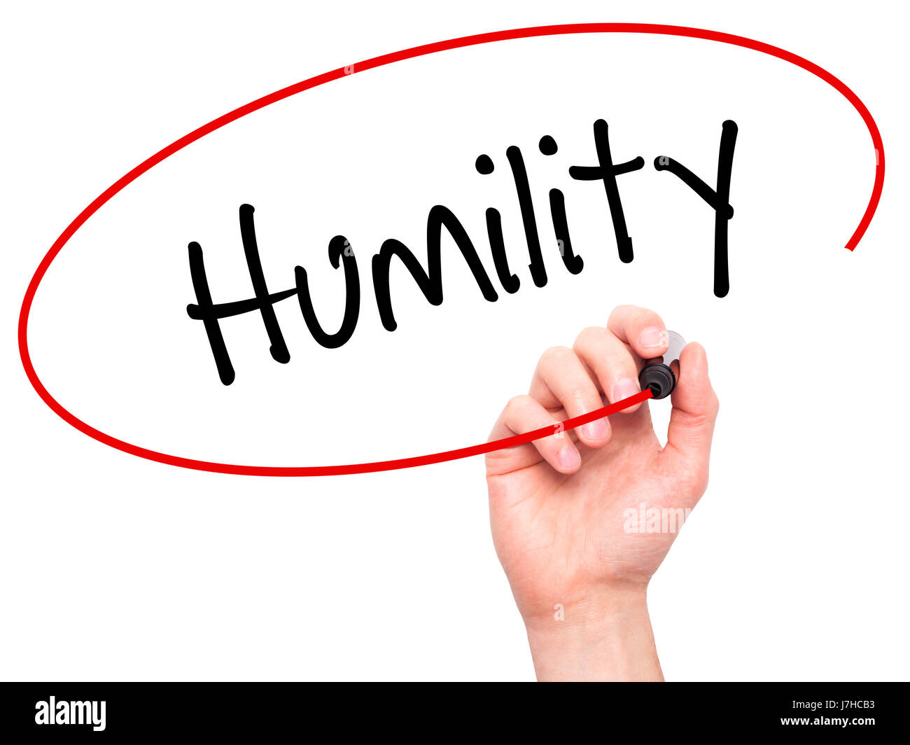 Man Hand writing Humility with black marker on visual screen. Isolated ...