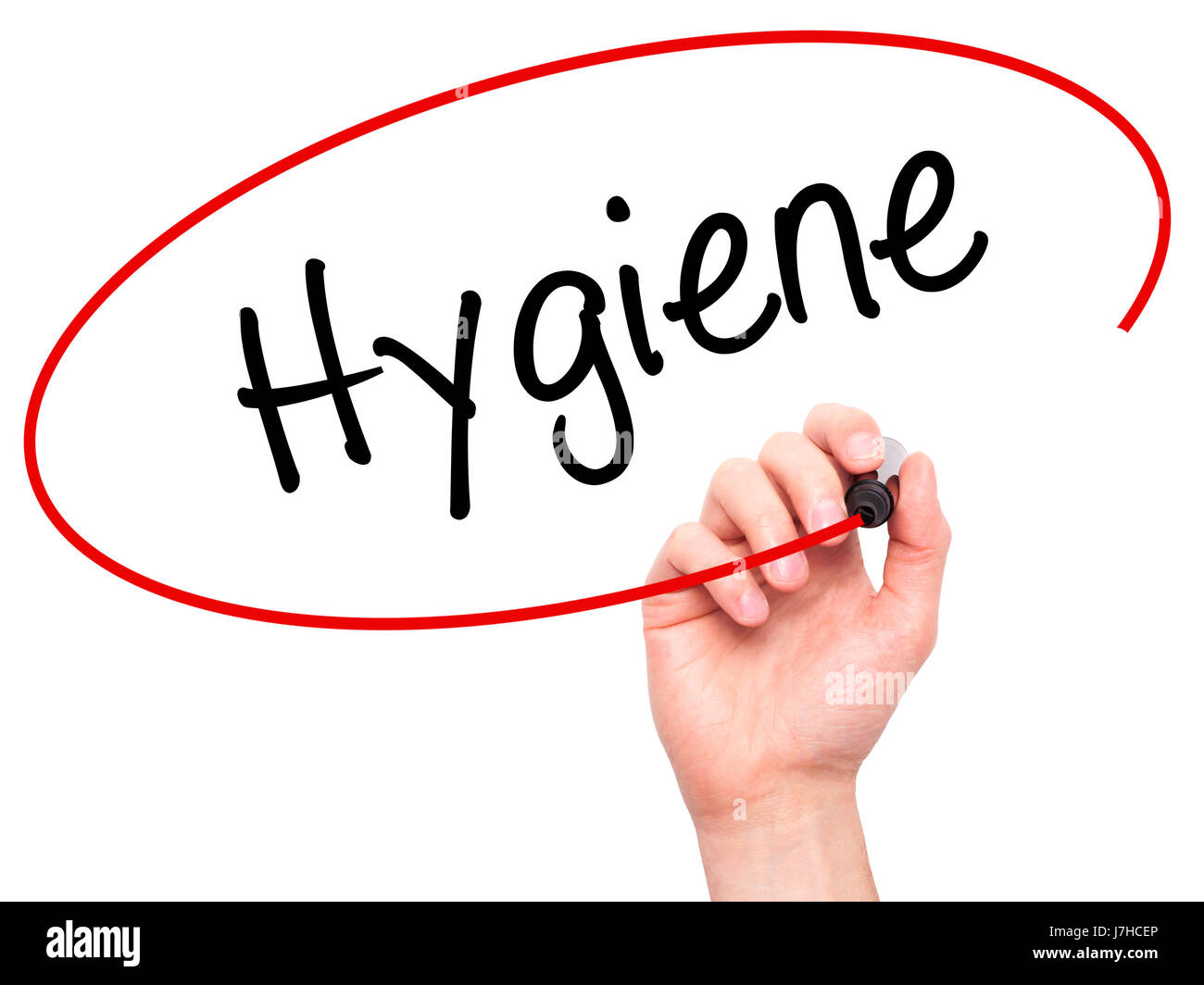 Man Hand writing Hygiene with black marker on visual screen. Isolated ...