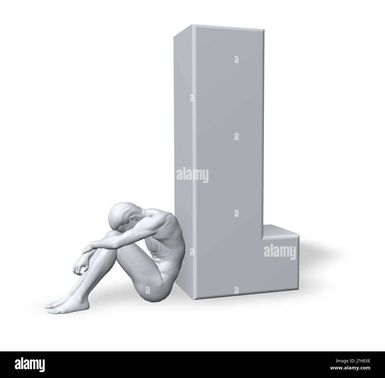 sitting man on letter l Stock Photo - Alamy