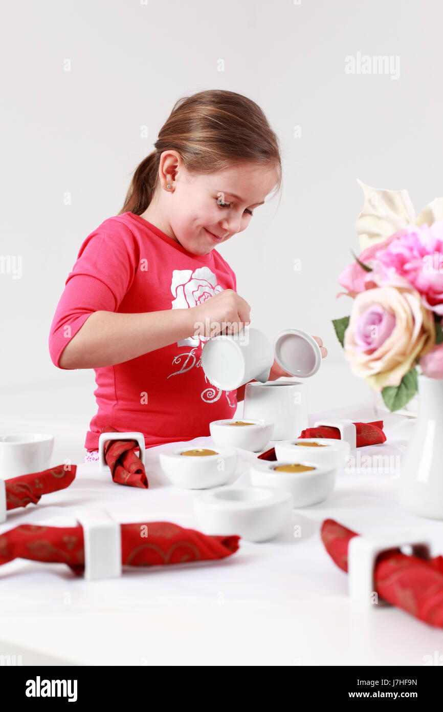 tea bouquet place setting pouring child girl girls house building food ...