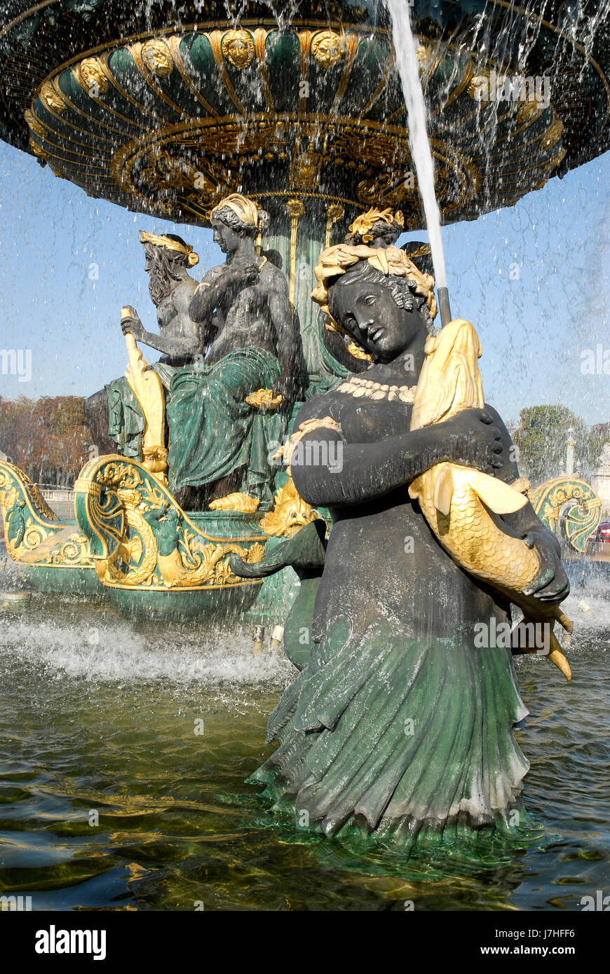 statue sculpture paris france fountain siren water detail art closeup ...