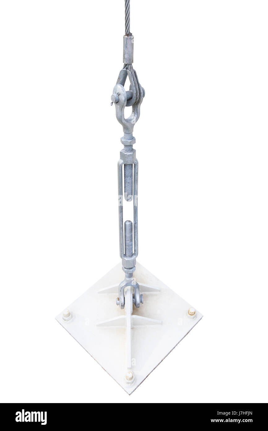 metal cable fastening engineering structure isolated white use for ...