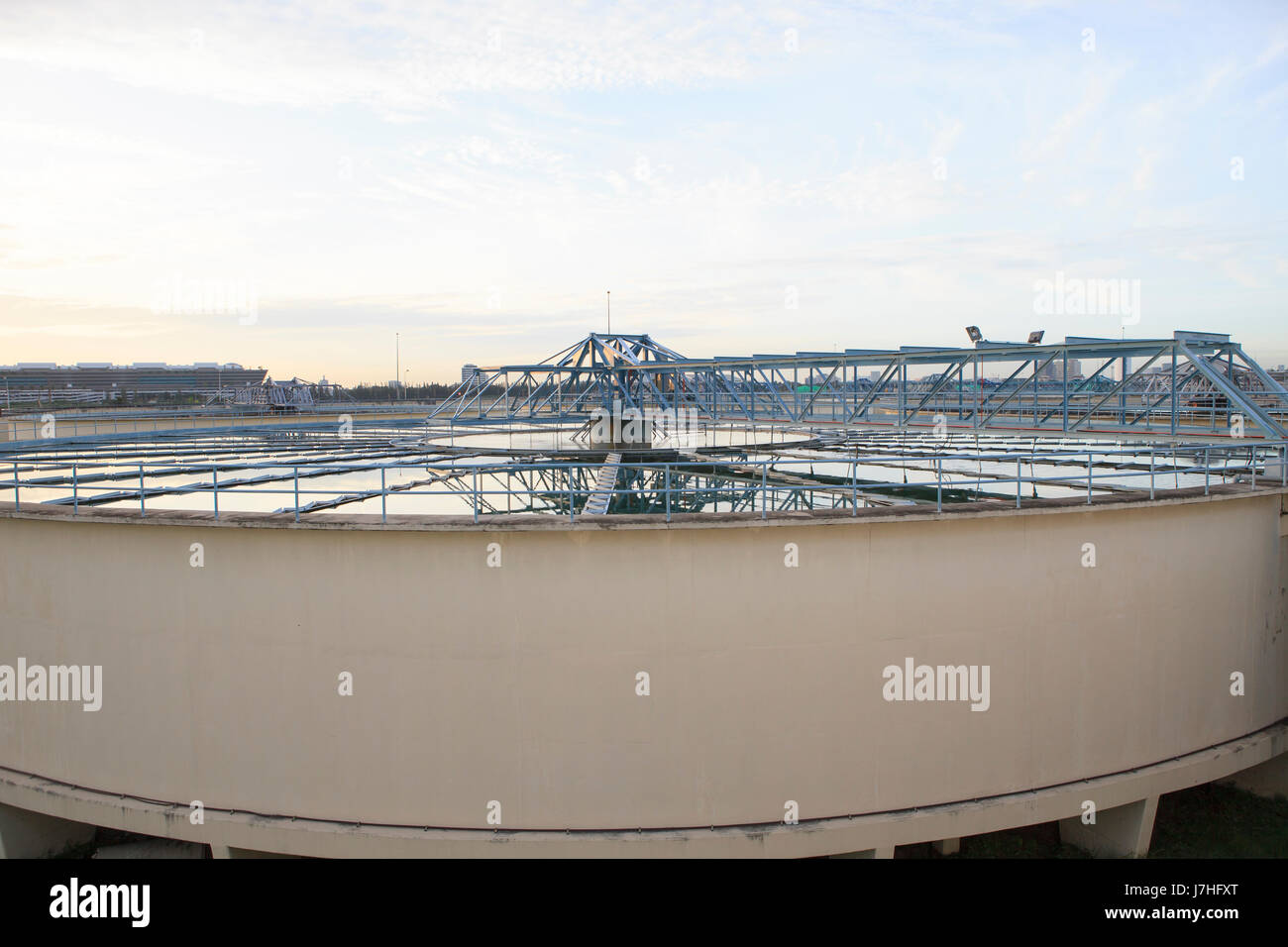 big tank of water supply in metropolitan water work industry plant site ...