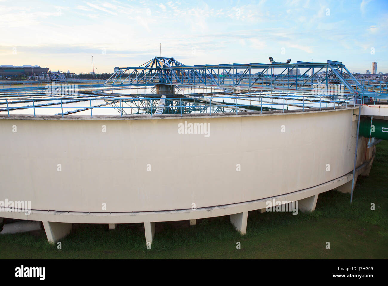 big tank of water supply in metropolitan water work industry plant site ...