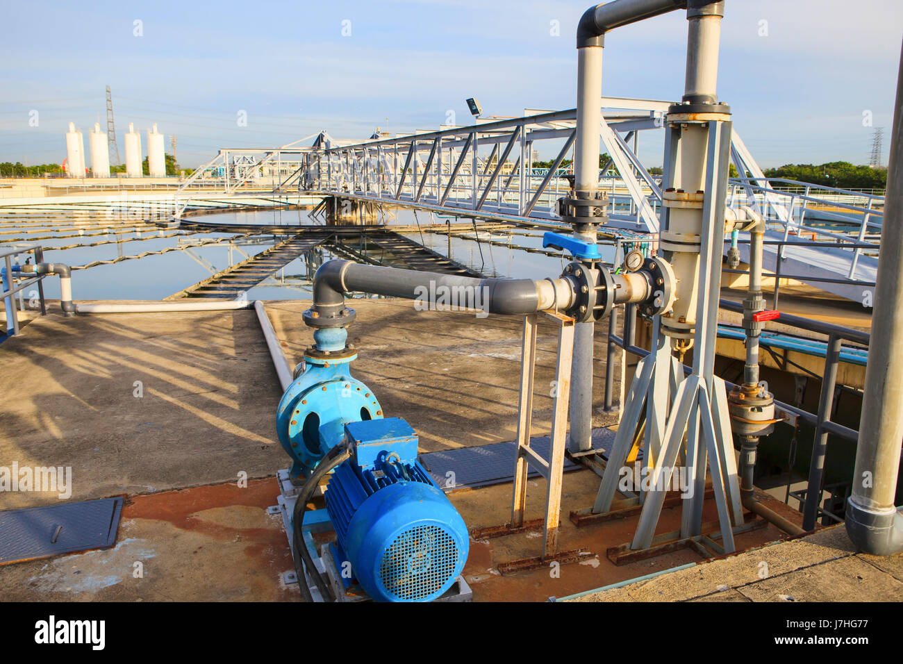 big tank of water supply in metropolitan water work industry plant site ...