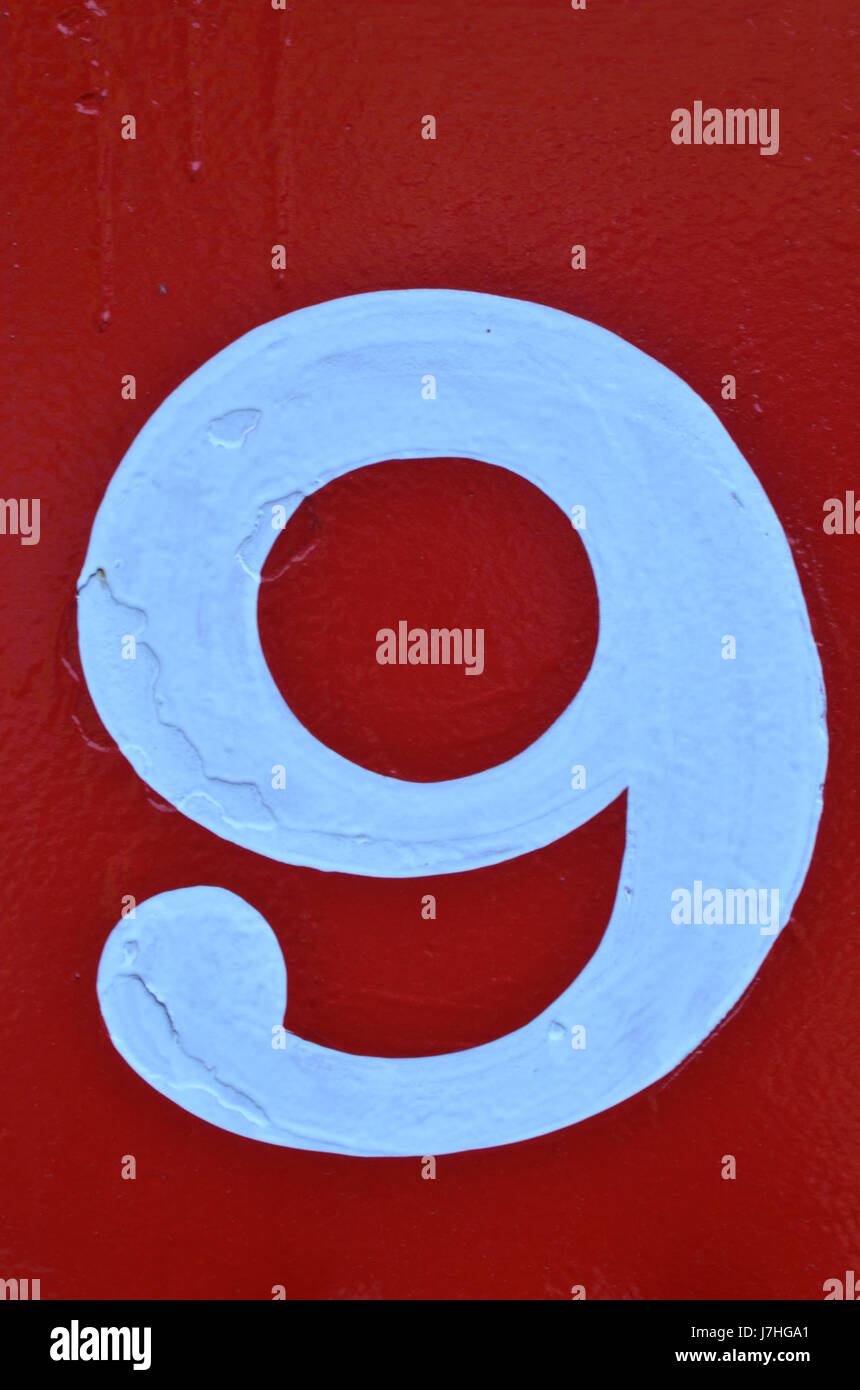 vintage handpainted number 9 Stock Photo - Alamy