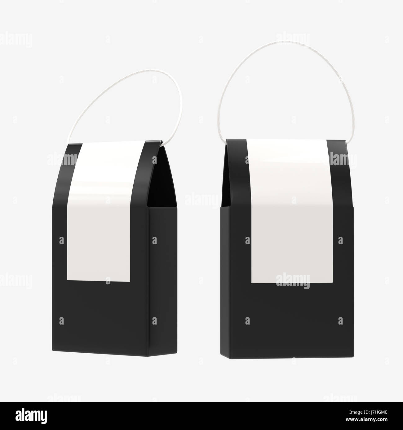 Black paper food box packaging with handle, clipping path included ...