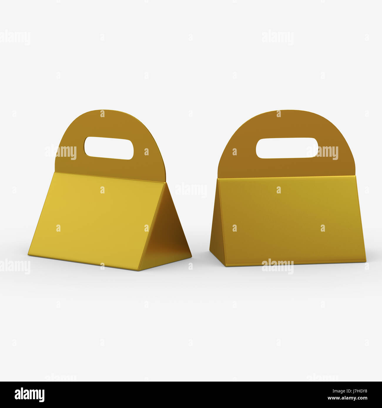 Golden triangle box with handle, clipping path included. Template ...