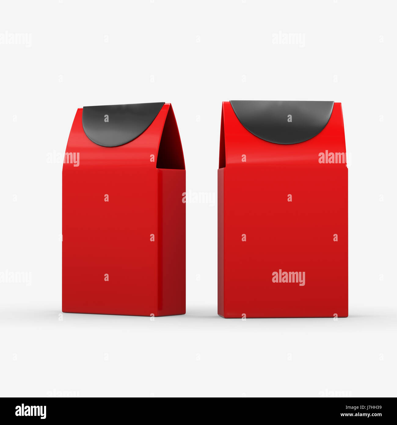 Red and black paper food box packaging with clipping path. Packaging ...