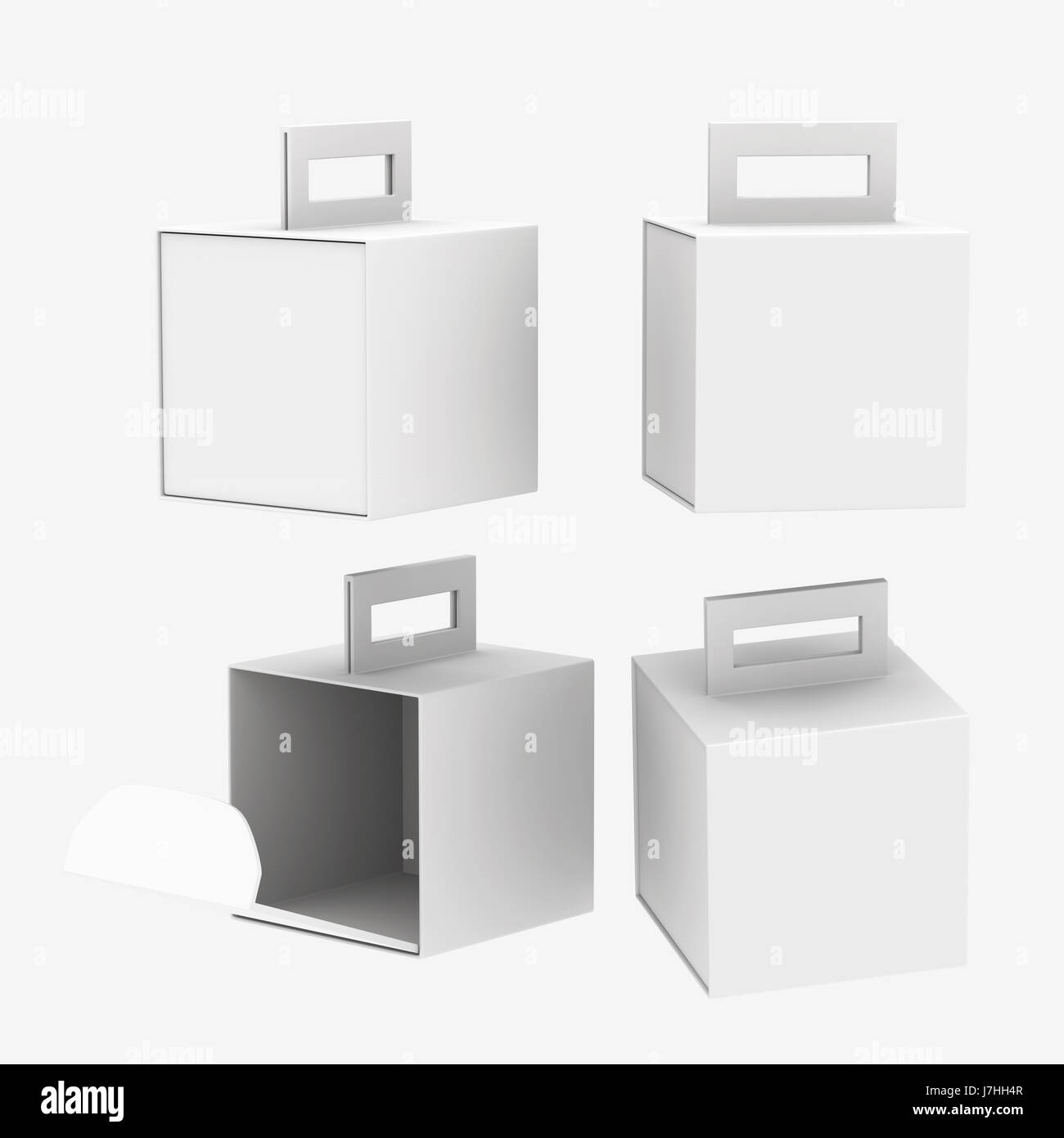 White paper carton box with handle, clipping path included. Template ...
