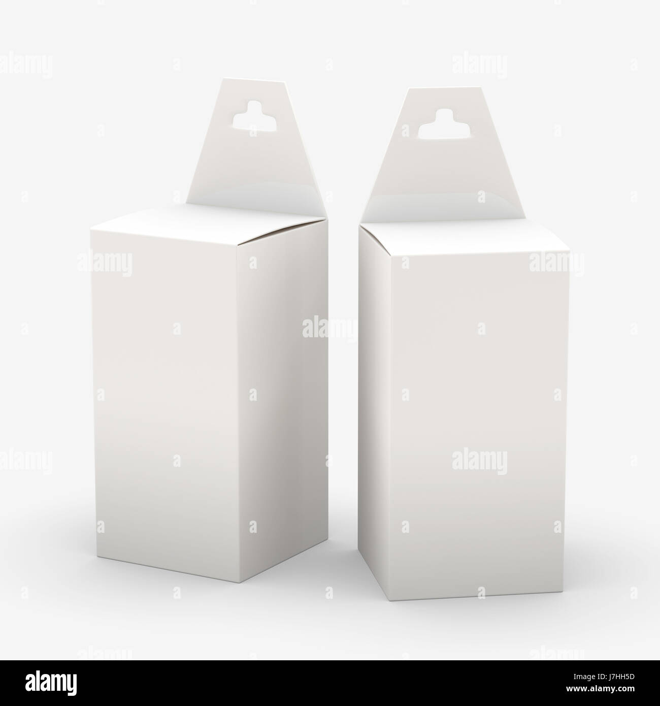White rectangle paper box packaging with hanger, clipping path included ...