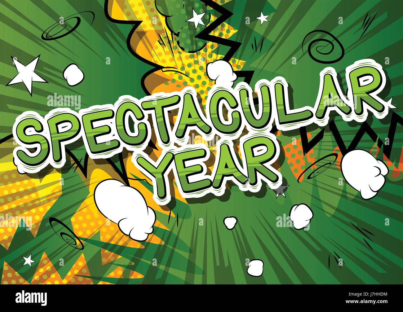 Spectacular Year - Comic book style word on abstract background Stock ...