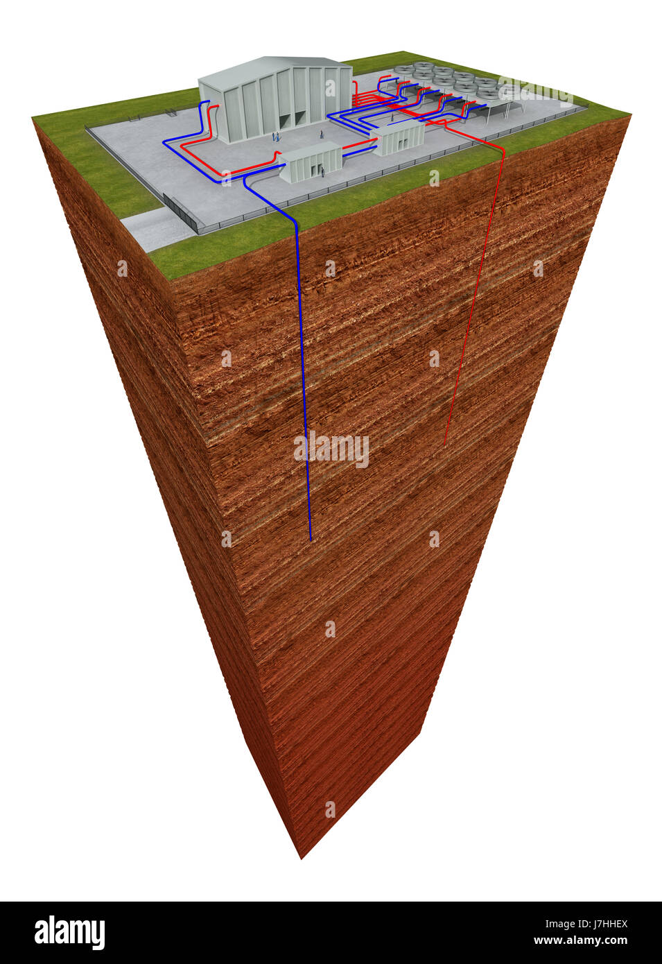 geothermal system with cutting through the earth and deep drilling ...