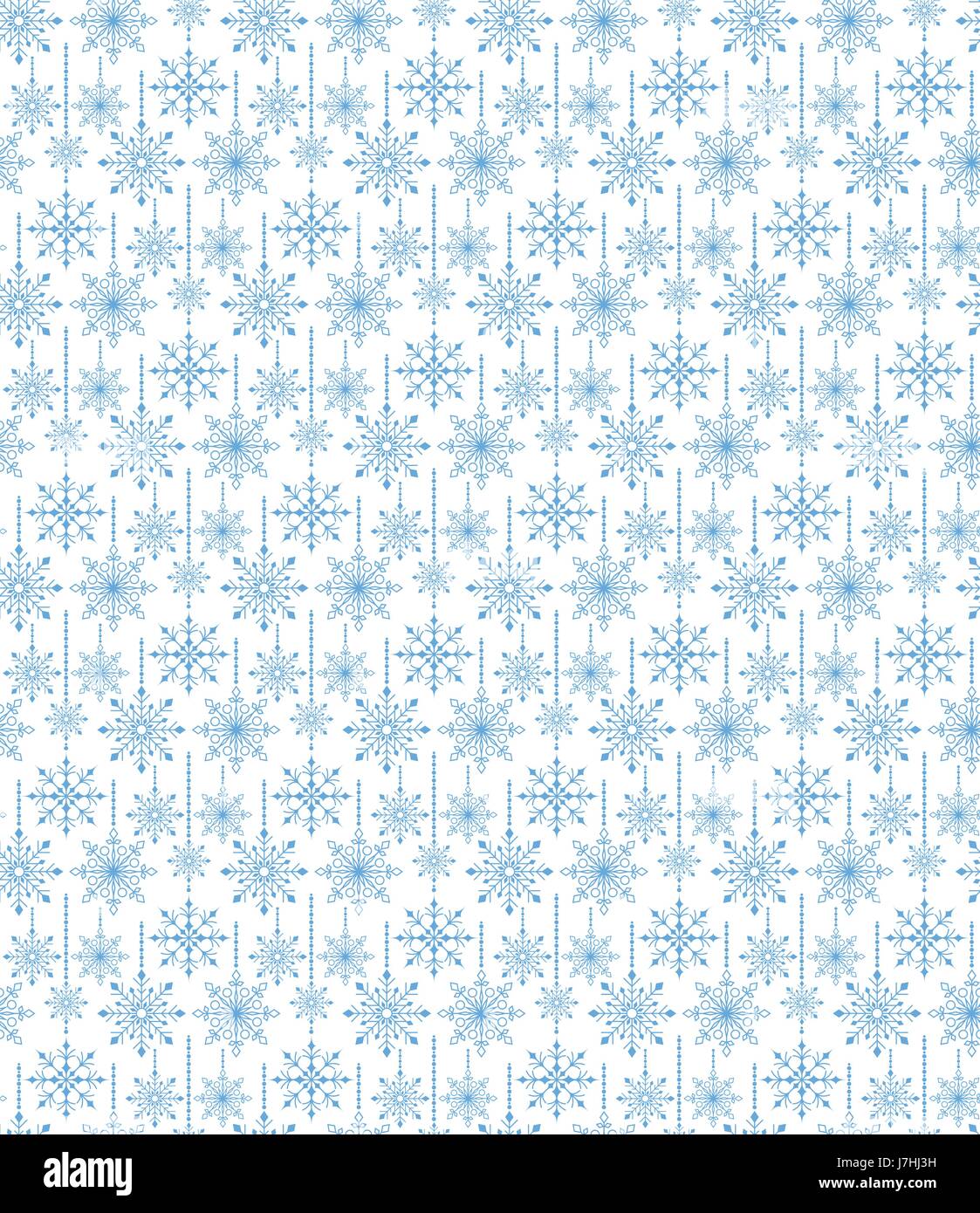 Seamless Hanging Winter Snow Flakes Background Pattern in Blue Color ...