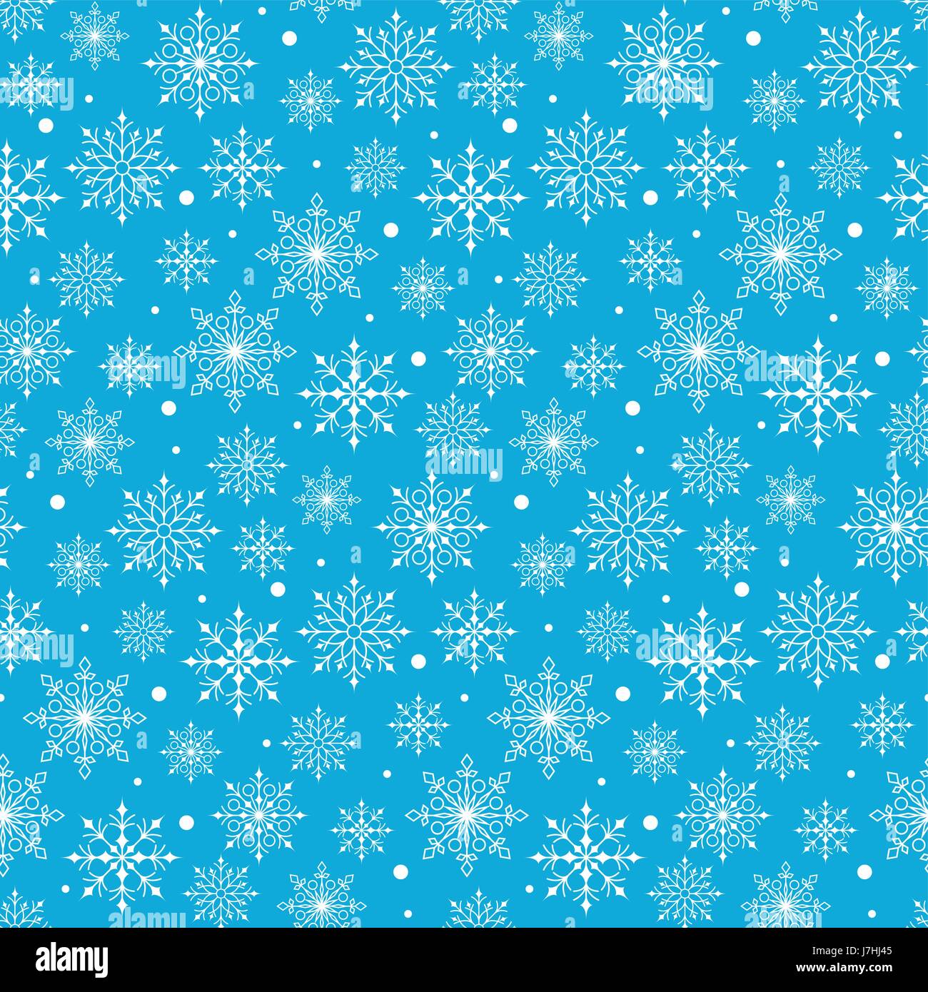 Seamless Winter Snow Flakes Background Pattern in Blue Color ...