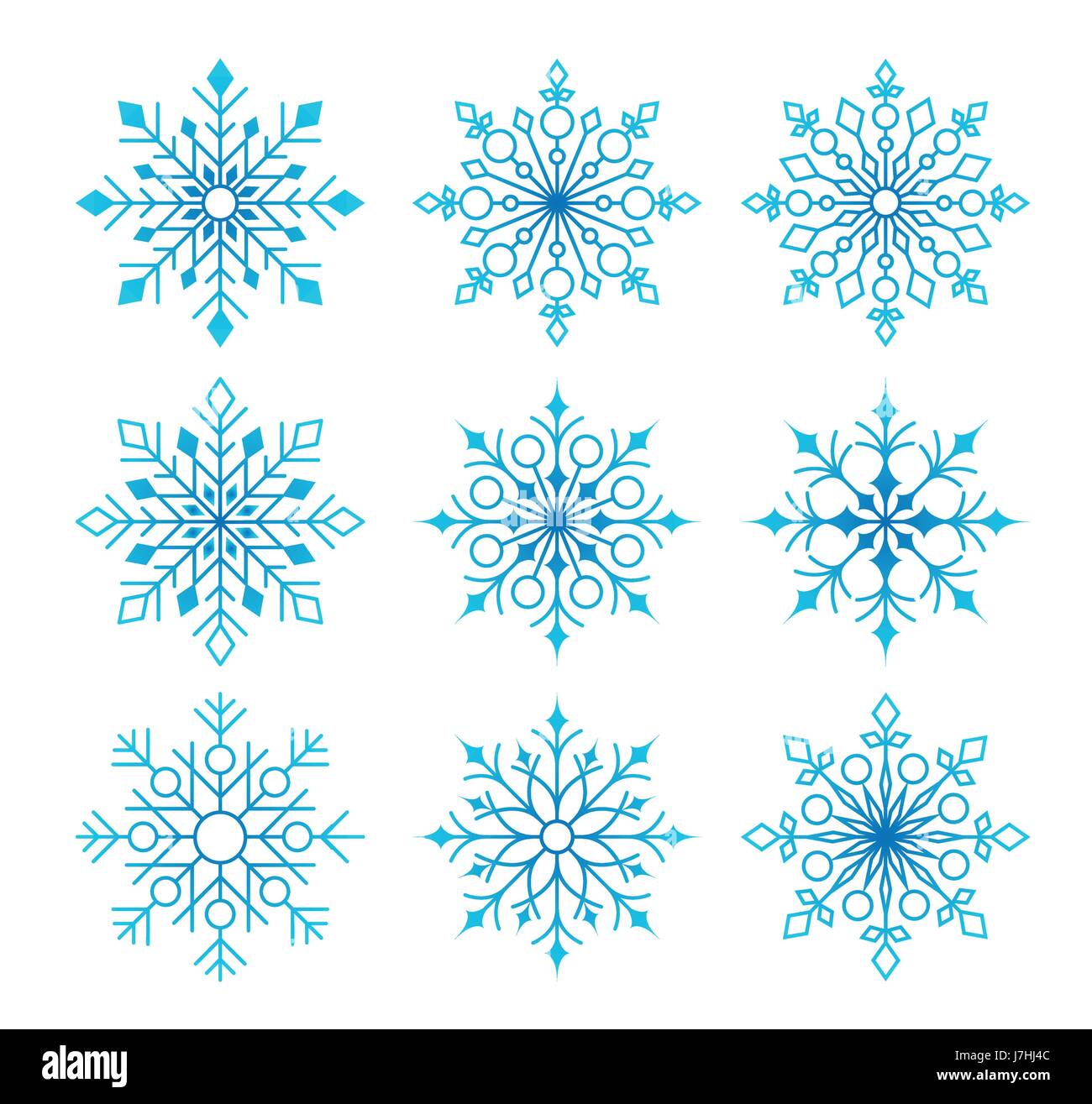 Beautiful Collection of Snow Flakes Isolated in White Background for ...