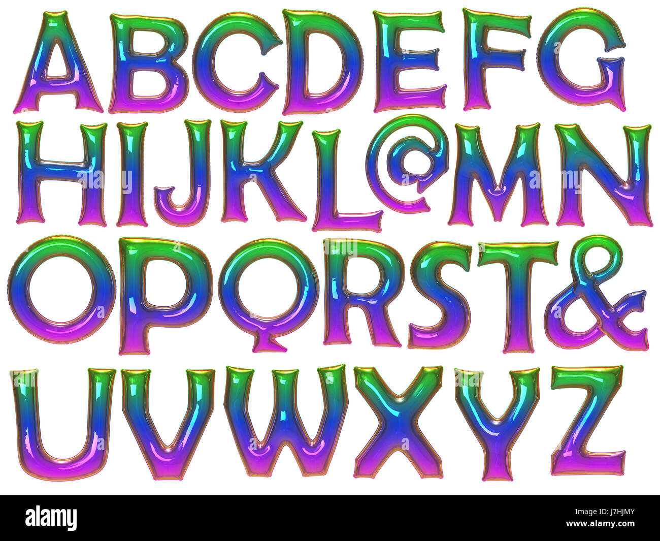 Rainbow color alphabet foil balloon set with clipping path Stock Photo ...