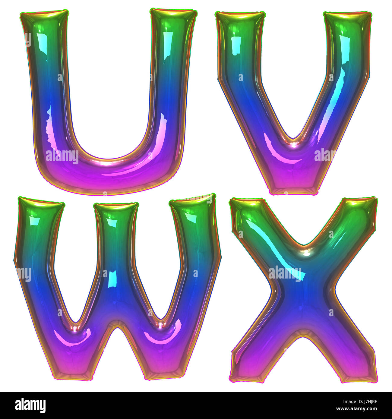 rainbow color alphabet foil balloon set with clipping path Stock Photo ...