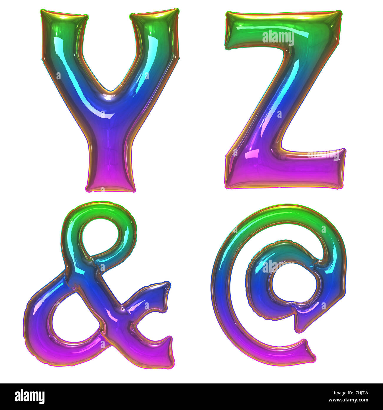 rainbow color alphabet foil balloon set with clipping path Stock Photo ...