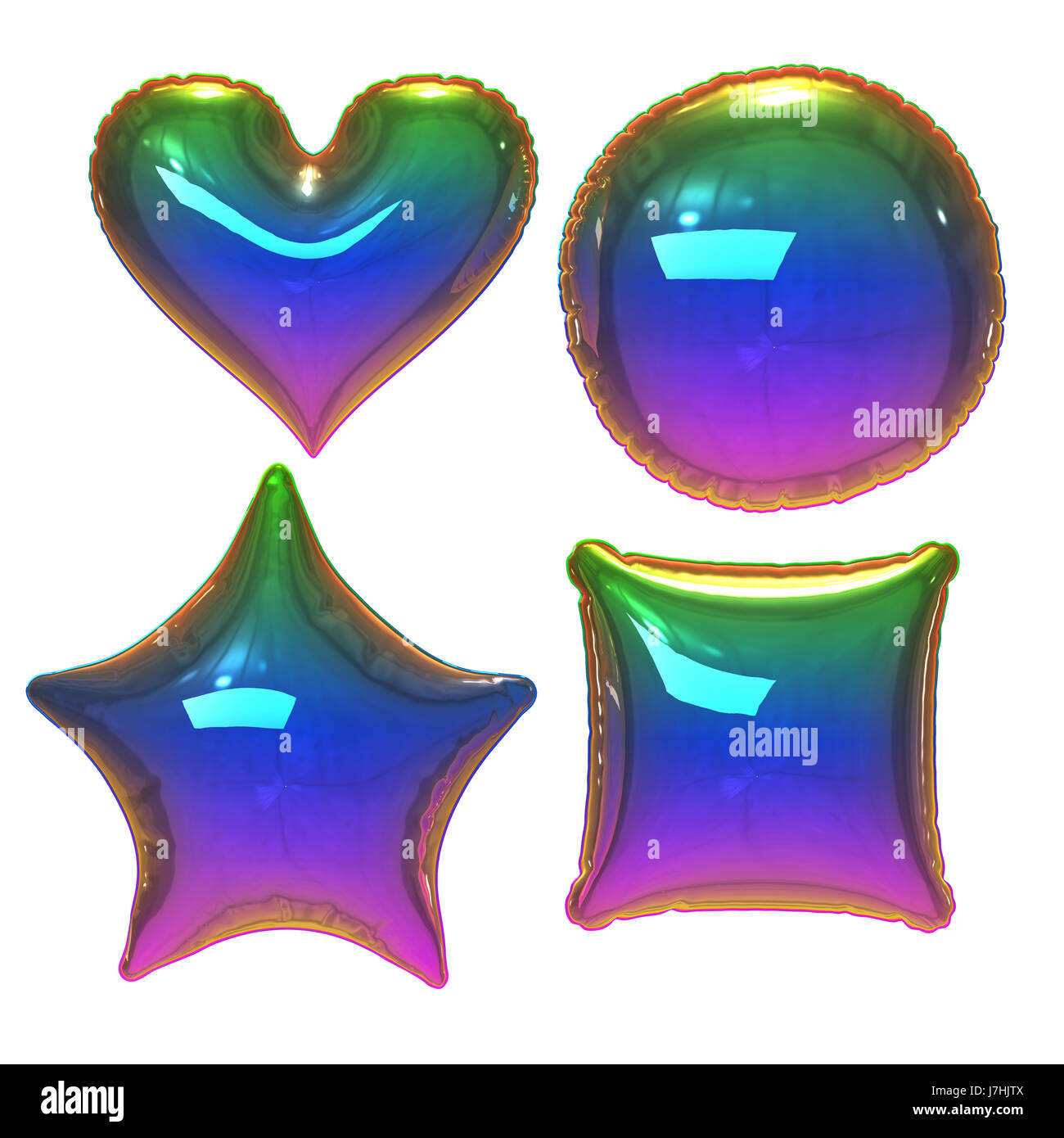 Rainbow color foil balloon set with clipping path Stock Photo - Alamy