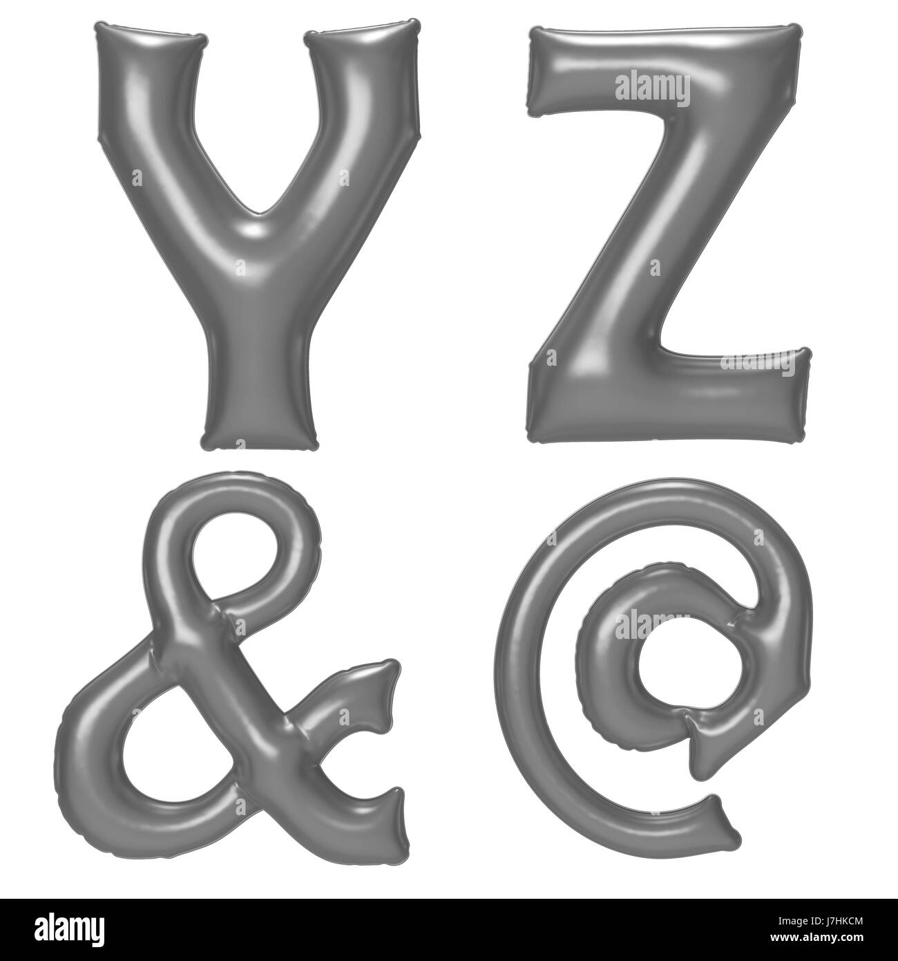 Silver alphabet foil balloon set with clipping path Stock Photo - Alamy