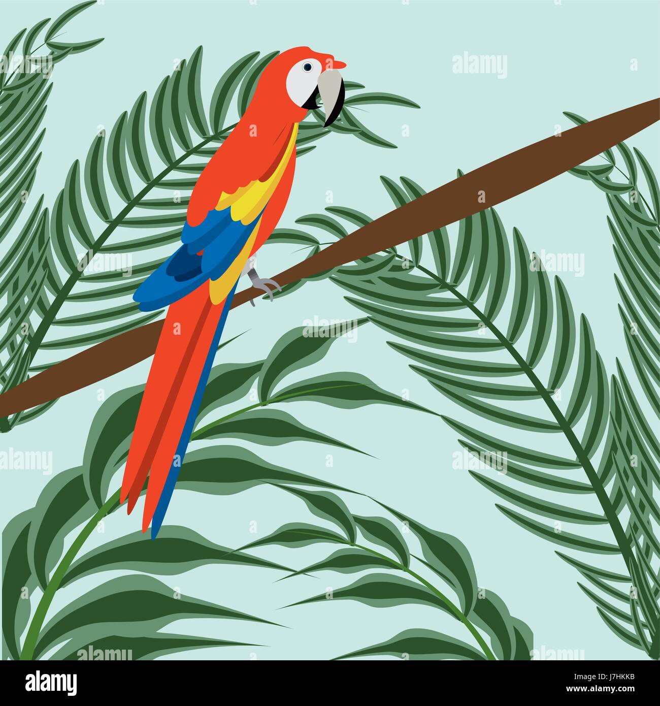 beautiful guacamaya over tropical palms Stock Vector Image & Art - Alamy