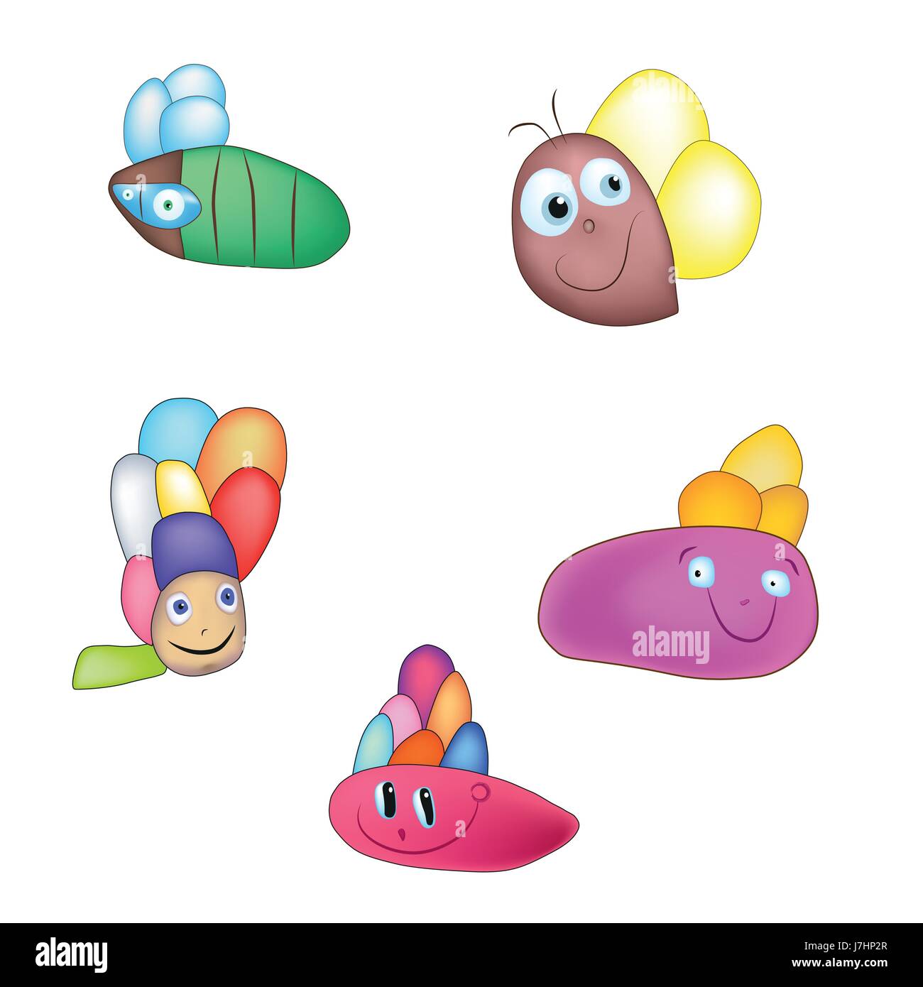 Cute smiling insects monsters Stock Vector Image & Art - Alamy