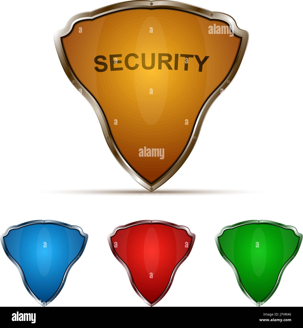 Protection shield set isolated on white backgound. 3D vector ...