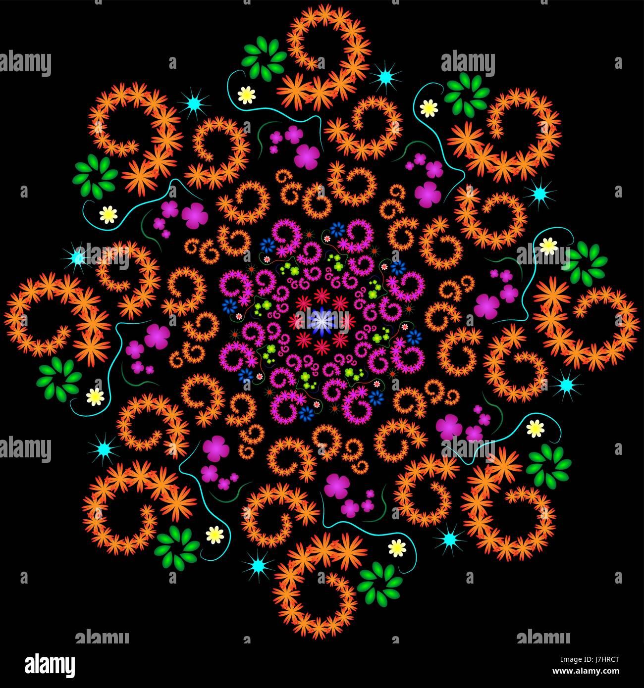 Floral seamless pattern. Fractal traditional texture with geometric ...