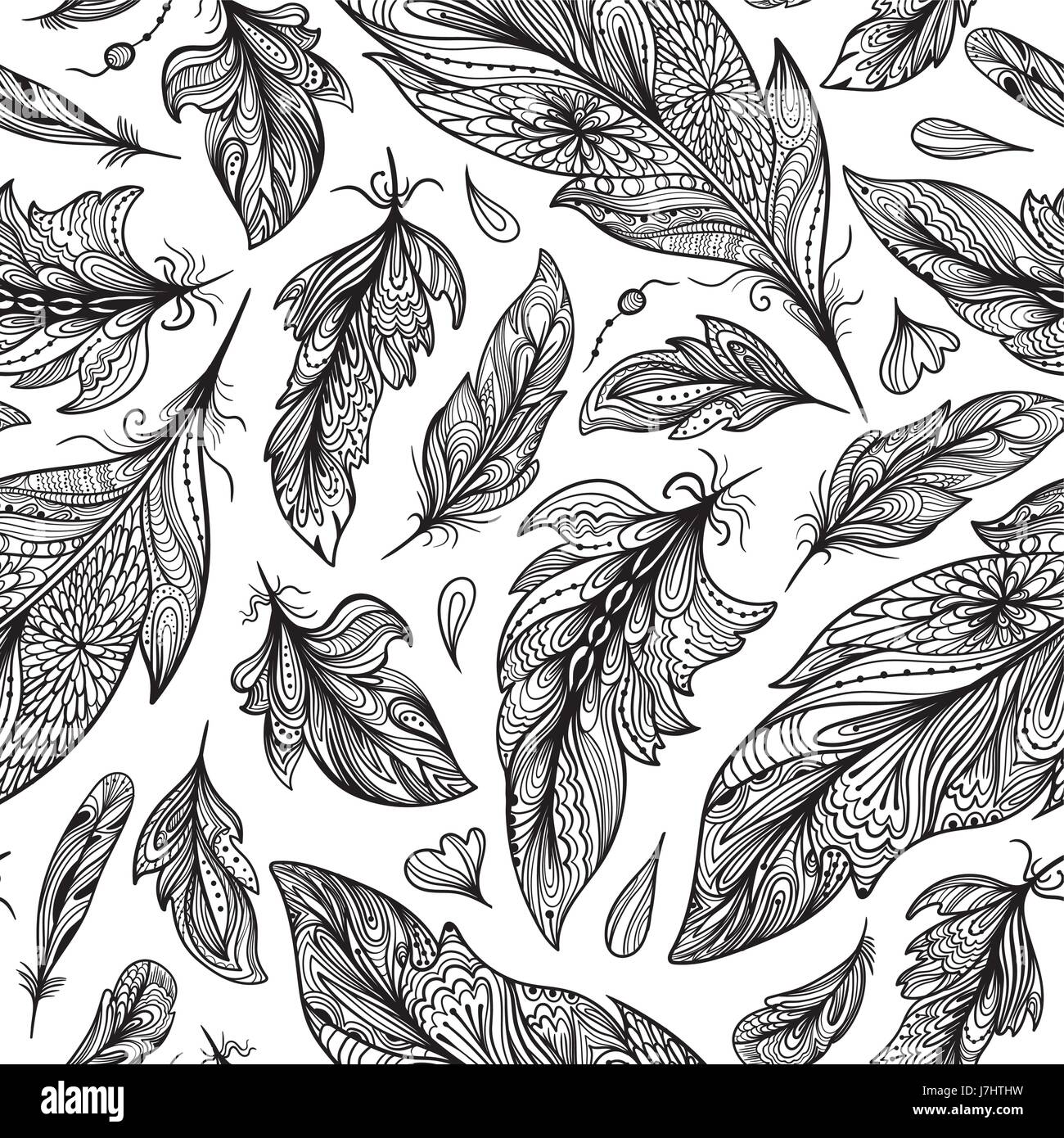 Seamless boho texture with decorative design elements on white ...