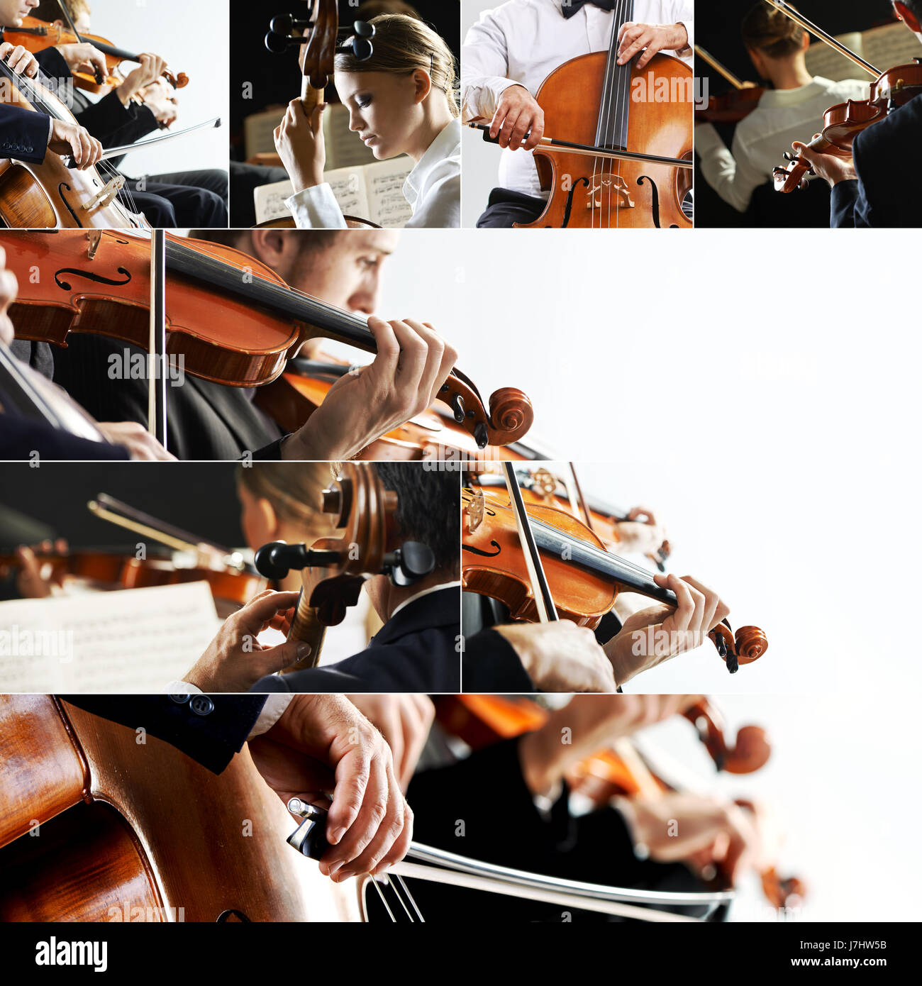 Classical music collage, violinist and cellist Stock Photo - Alamy