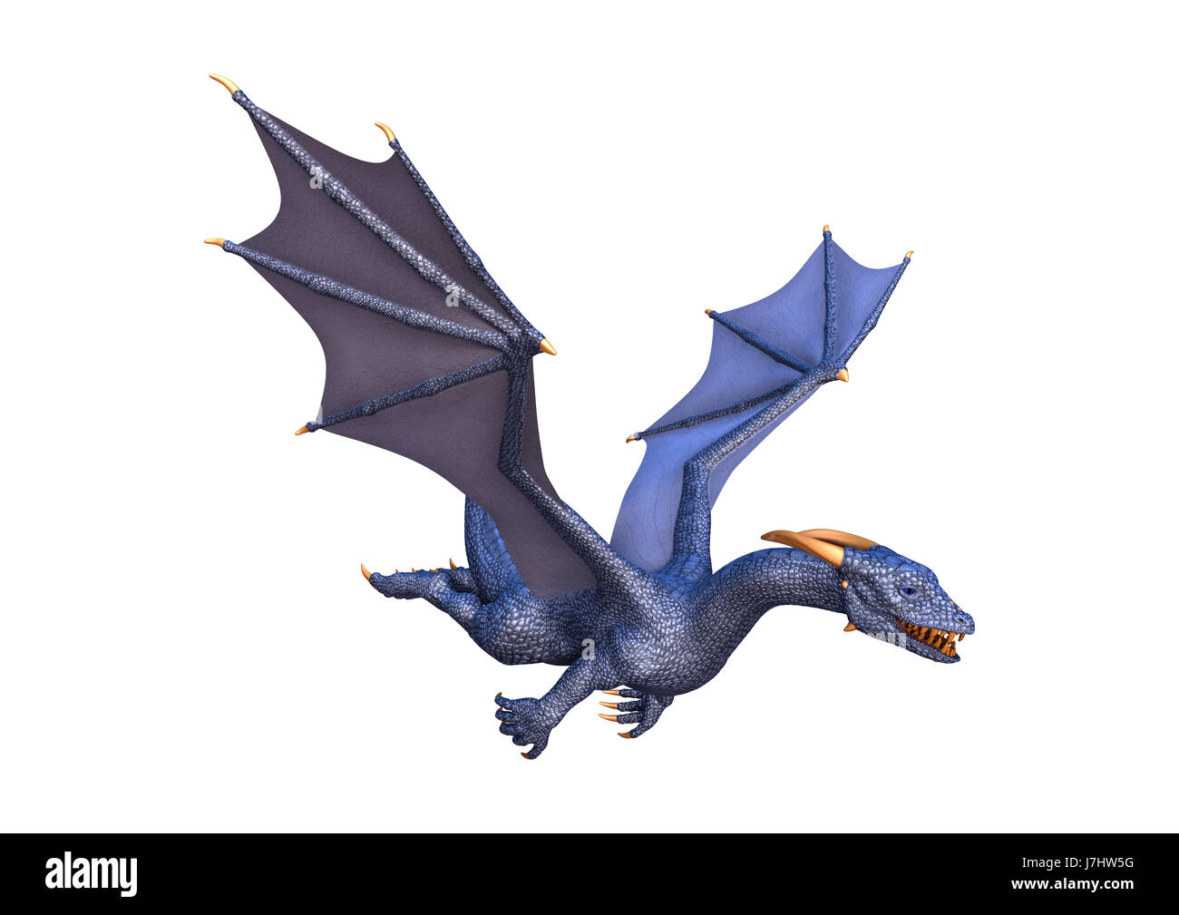 3D rendering of a blue fantasy dragon isolated on white background ...