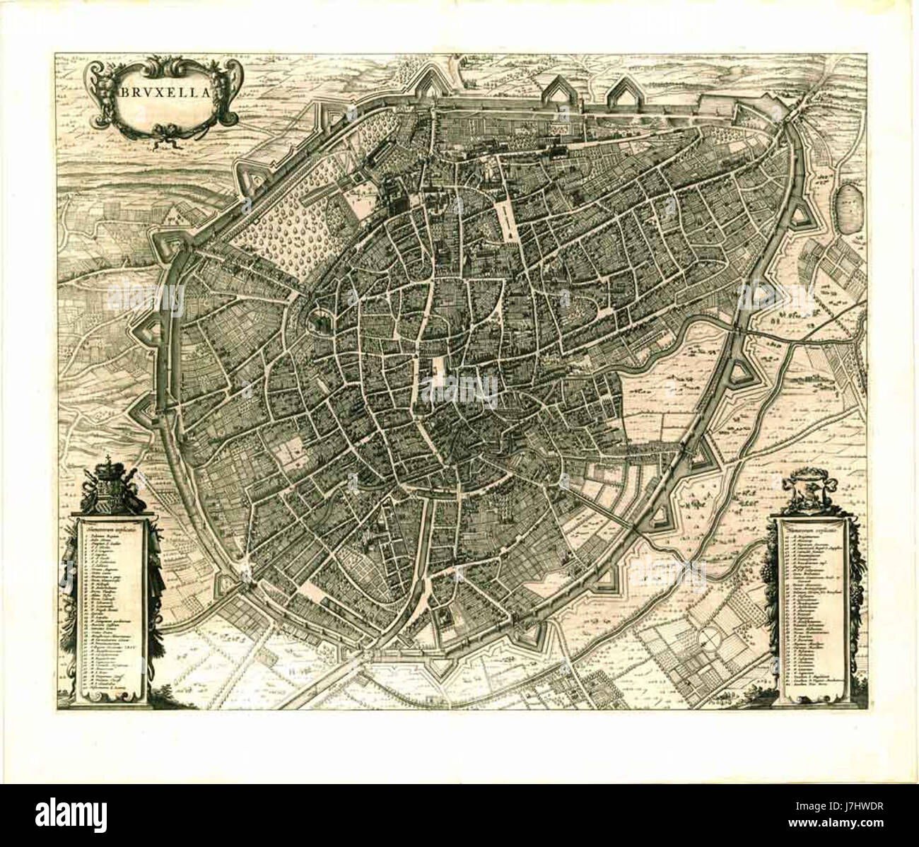 A map of Brussels from 1649, created by the Blaeu family of ...